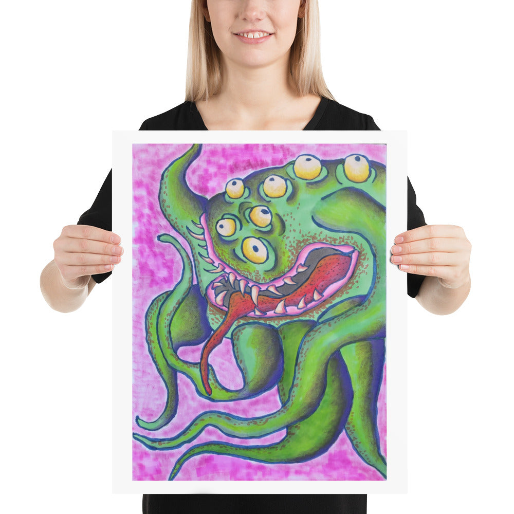 Many Eyed Monster Creepy Art Print Poster – Dark Whimsical Art