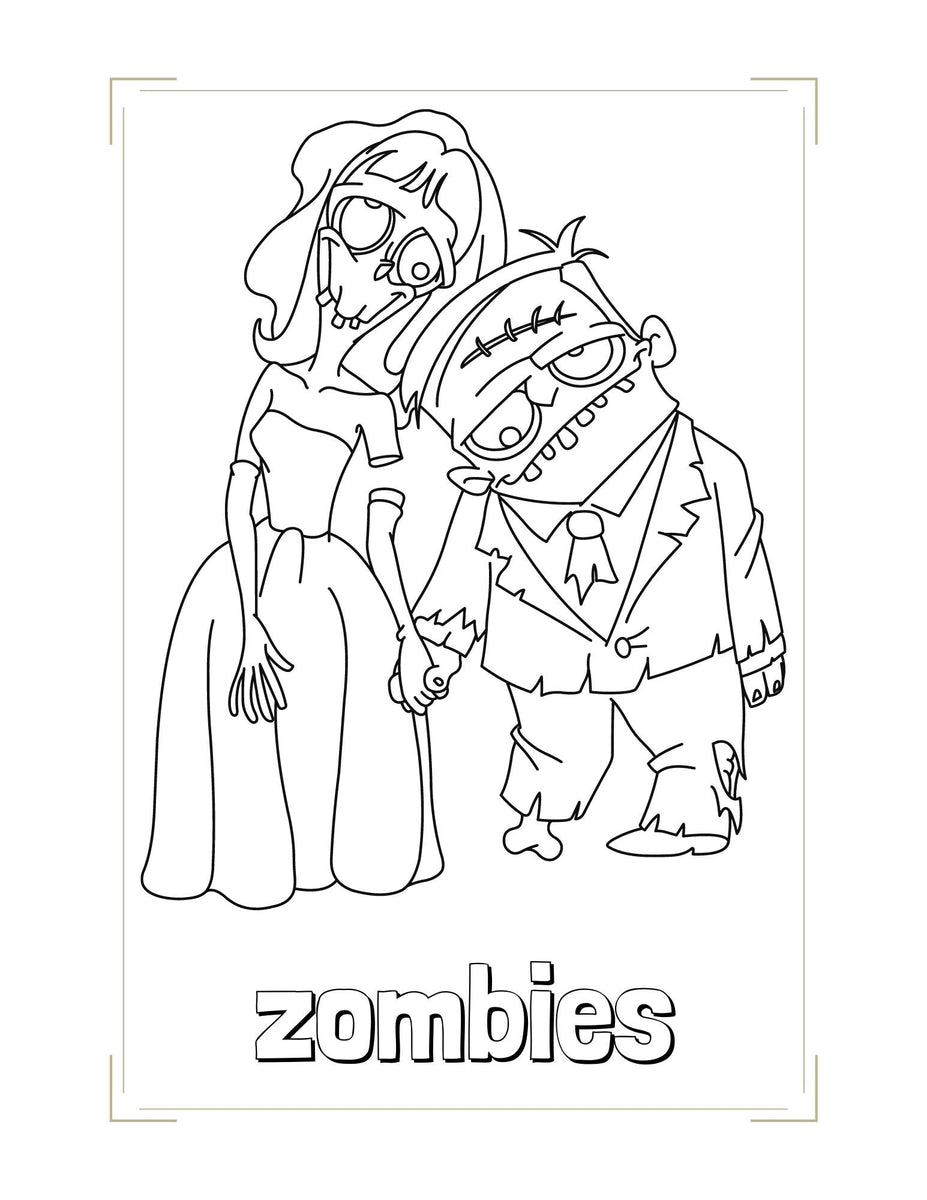 Free Cute and Creepy Halloween Zombie Couple Printable Coloring page ...